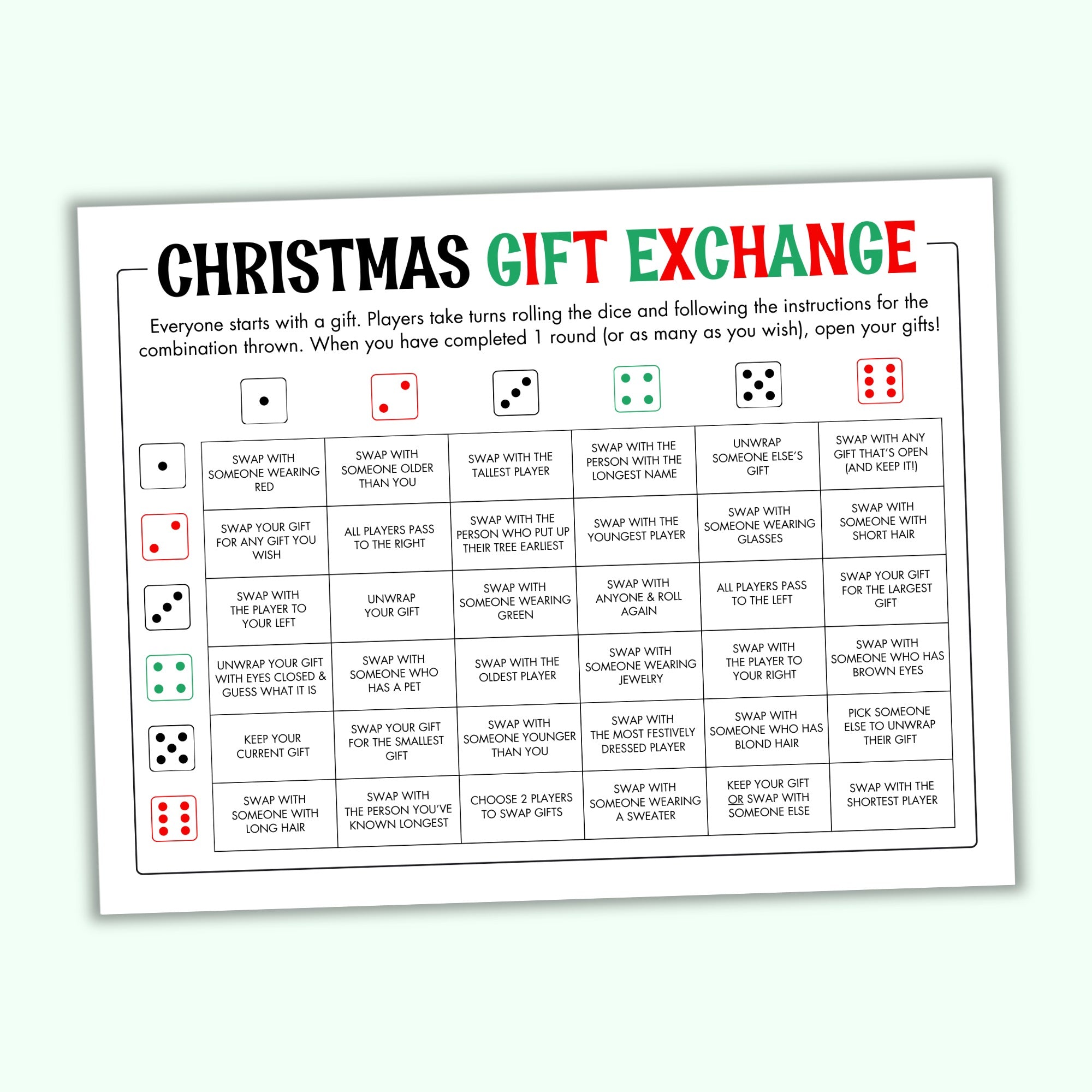Christmas Gift Exchange Game – Printables by The Craft-at-Home Family