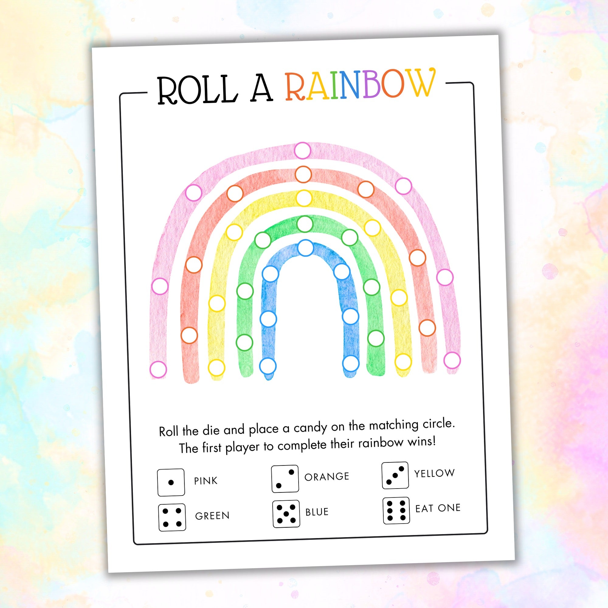 Roll a Rainbow Game – Printables by The Craft-at-Home Family