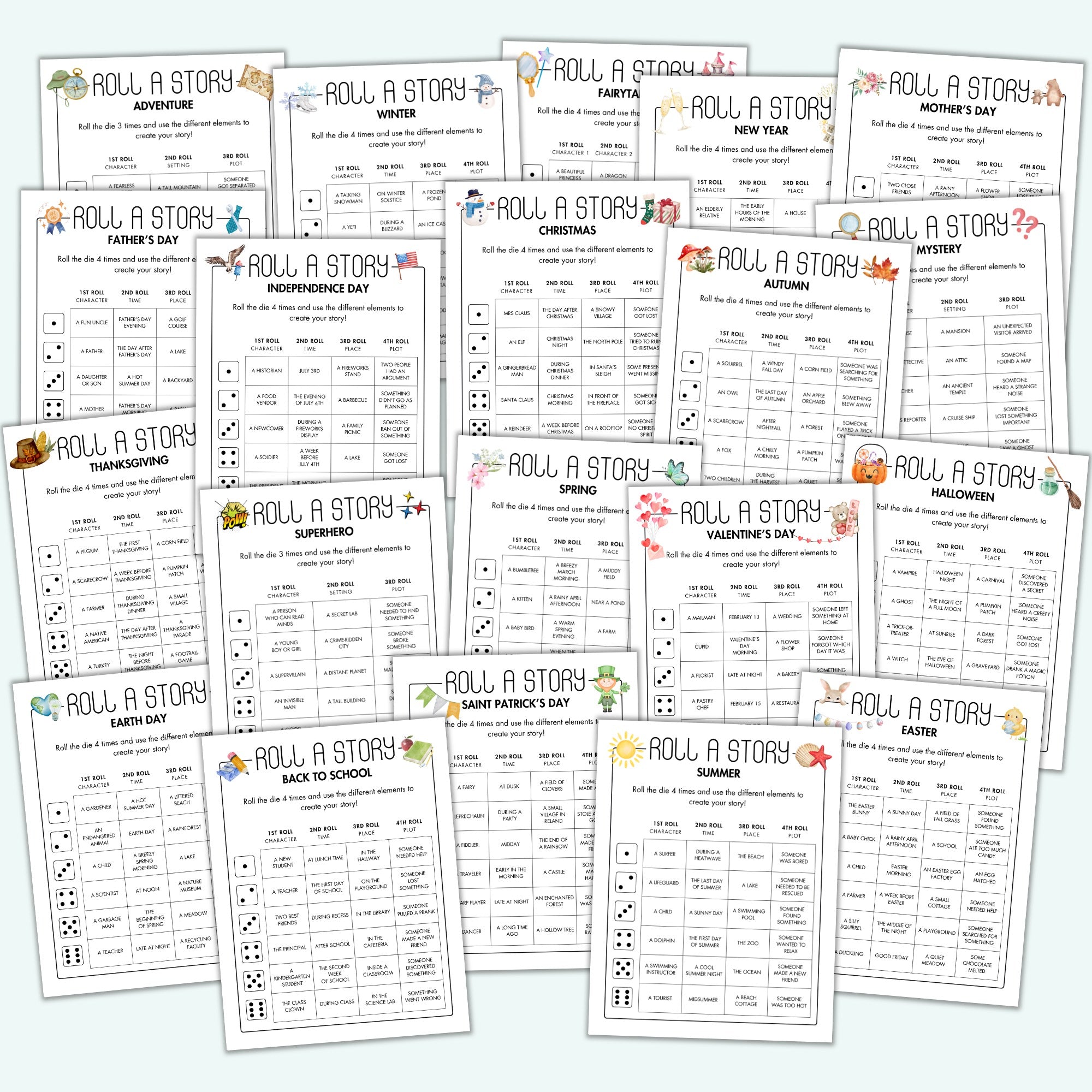 Roll a Story MEGA BUNDLE (20 Themes) – Printables by The Craft-at-Home ...