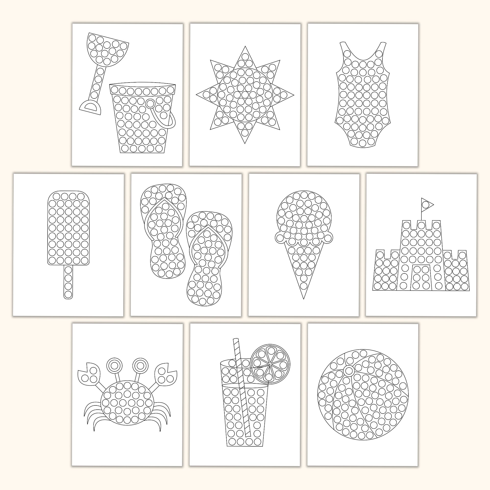 Summer Dot Marker Pages – Printables by The Craft-at-Home Family