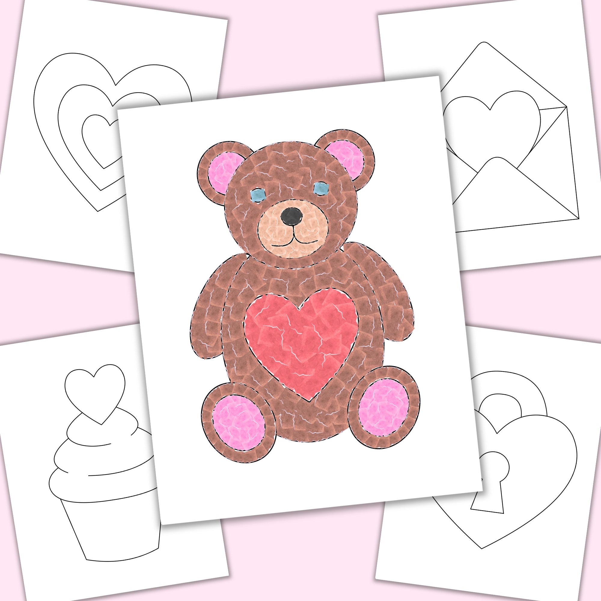 Valentine's Day Torn Paper Craft – Printables by The Craft-at-Home Family