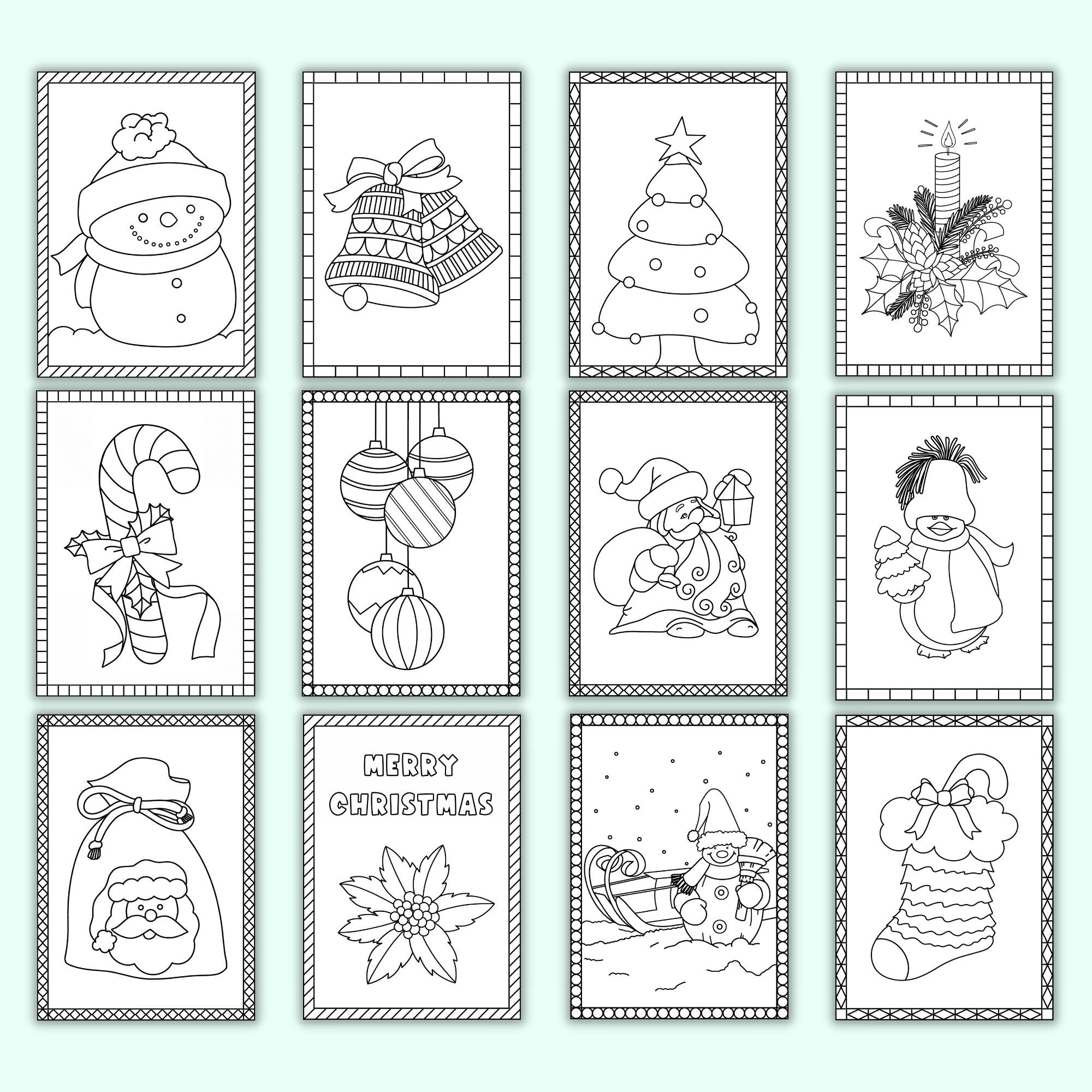 adult christmas cards to color