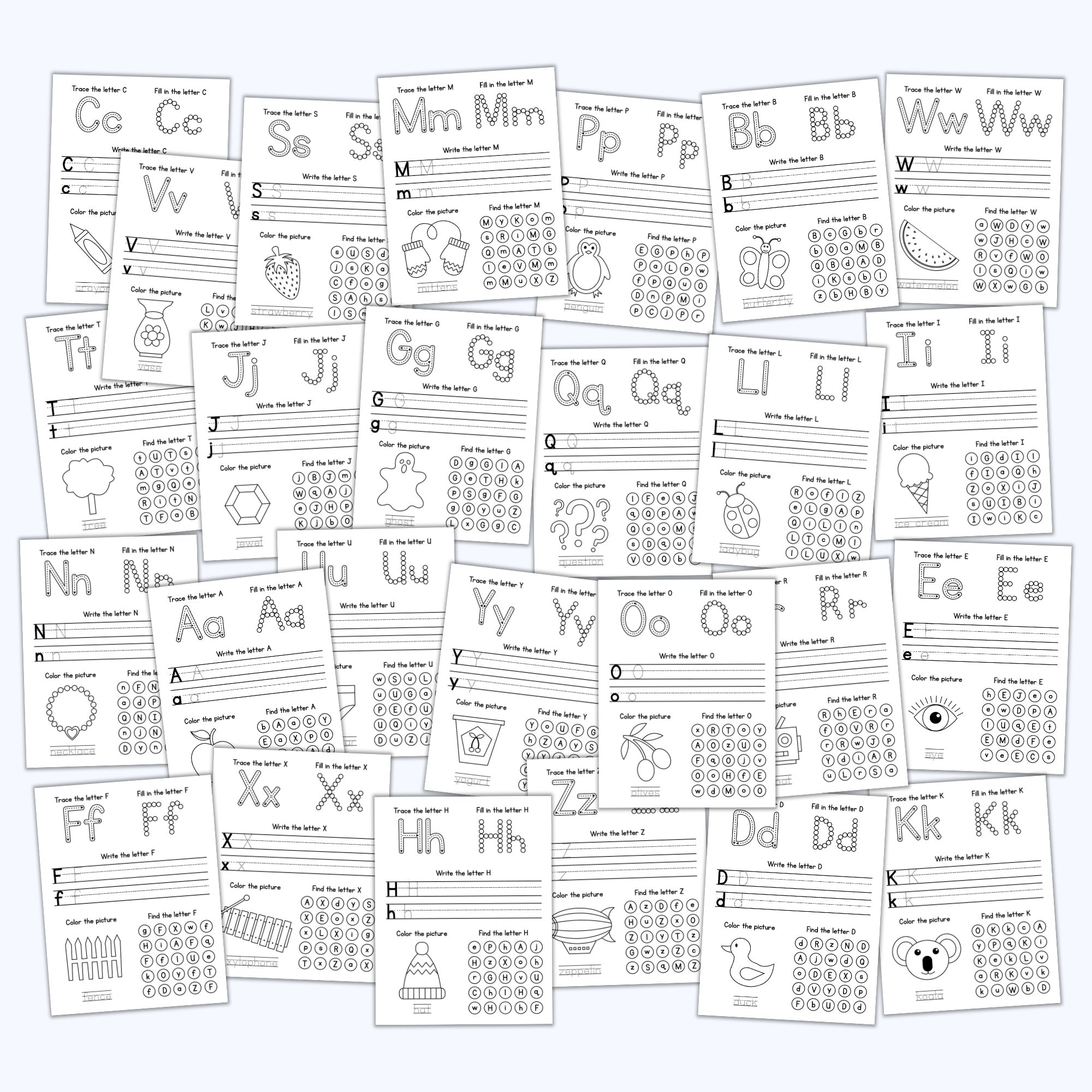 Alphabet Review Sheets – Printables by The Craft-at-Home Family