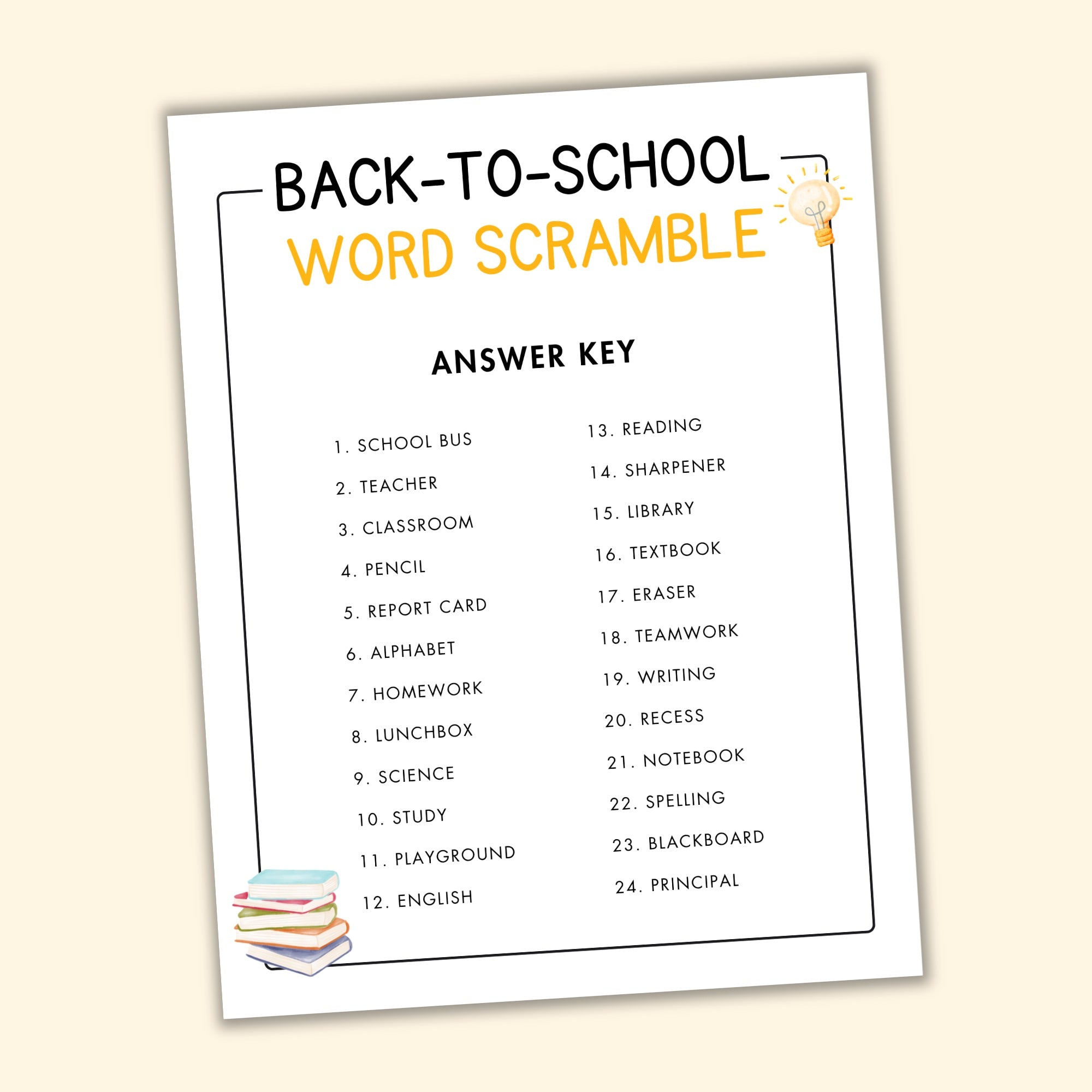 Back-to-School Word Scramble – Printables by The Craft-at-Home Family