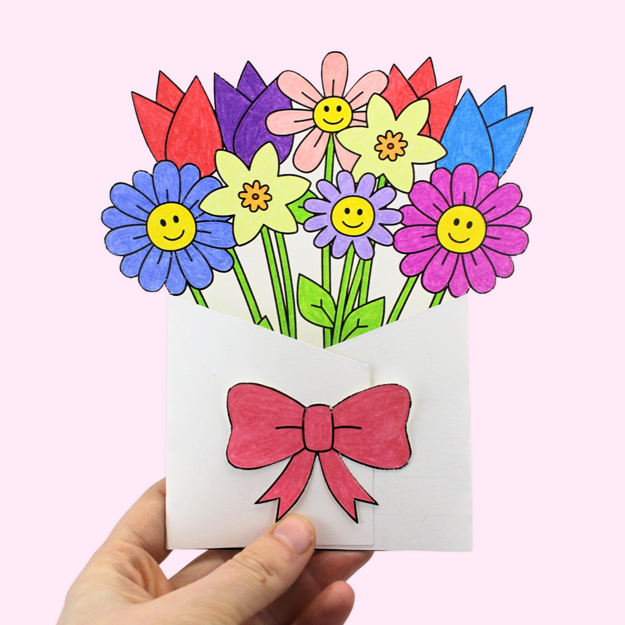 Mother's Day Coloring Bouquet Card – Printables by The Craft-at-Home Family