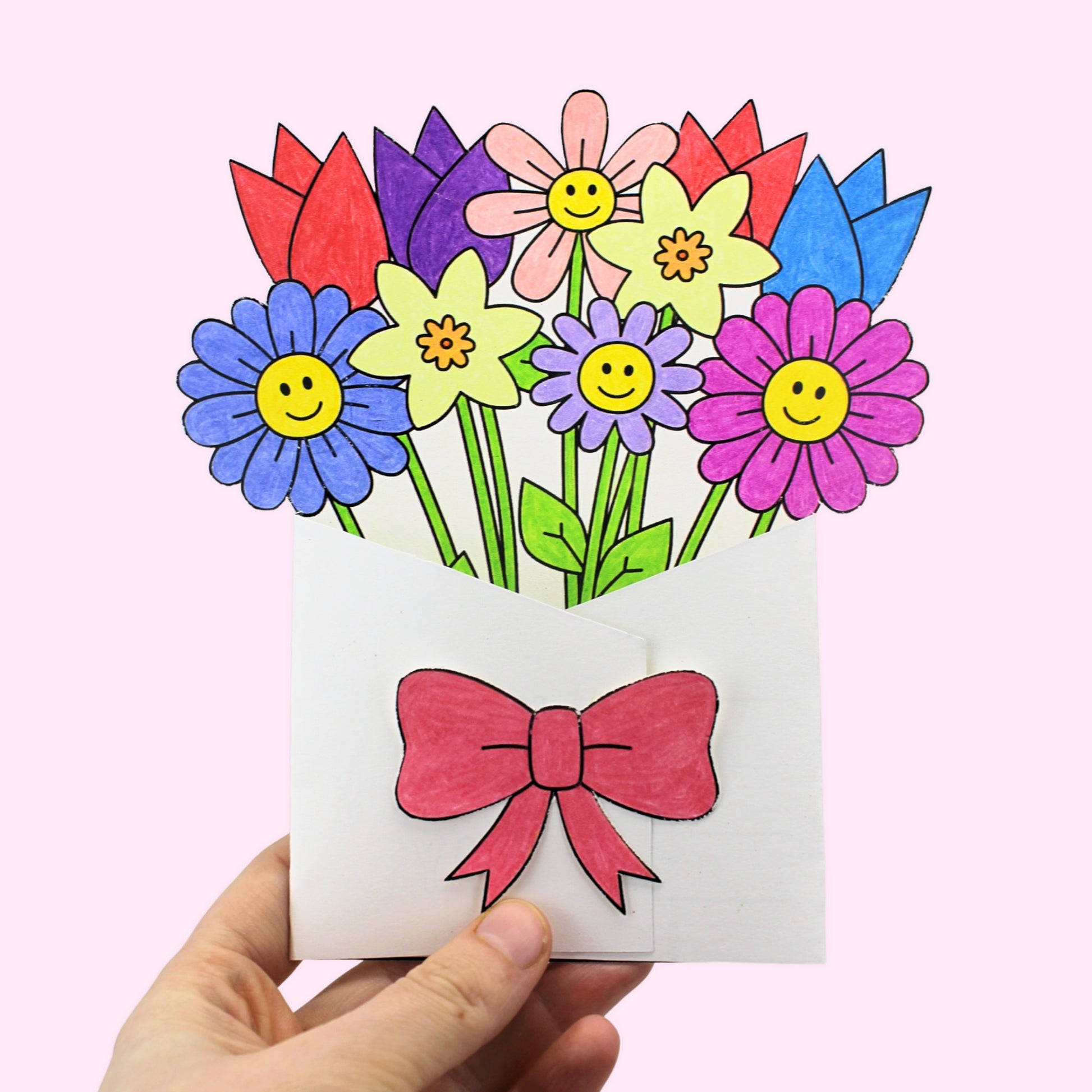 Mother's Day Coloring Bouquet Card – Printables by The Craft-at-Home Family