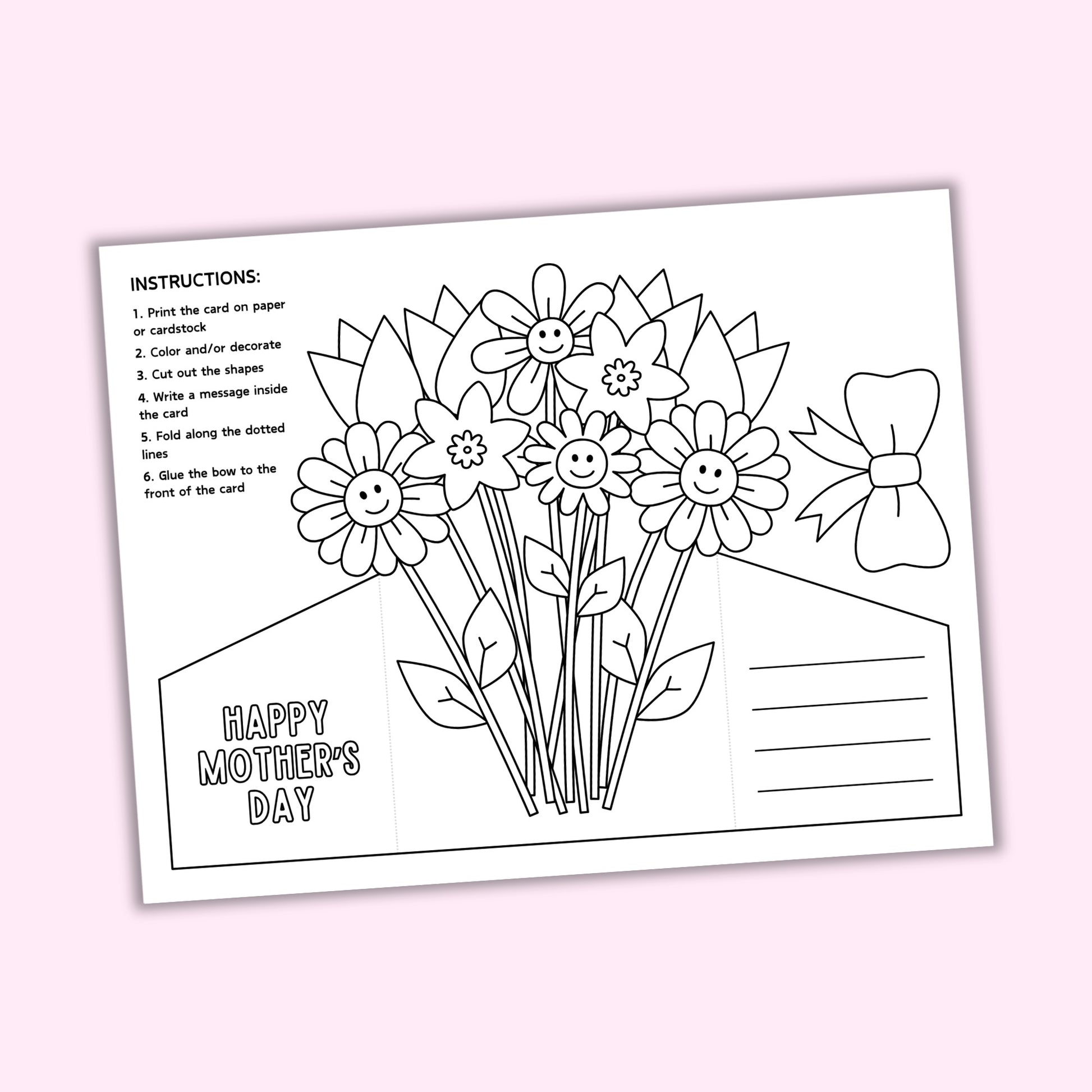 Mother's Day Coloring Bouquet Card – Printables by The Craft-at-Home Family