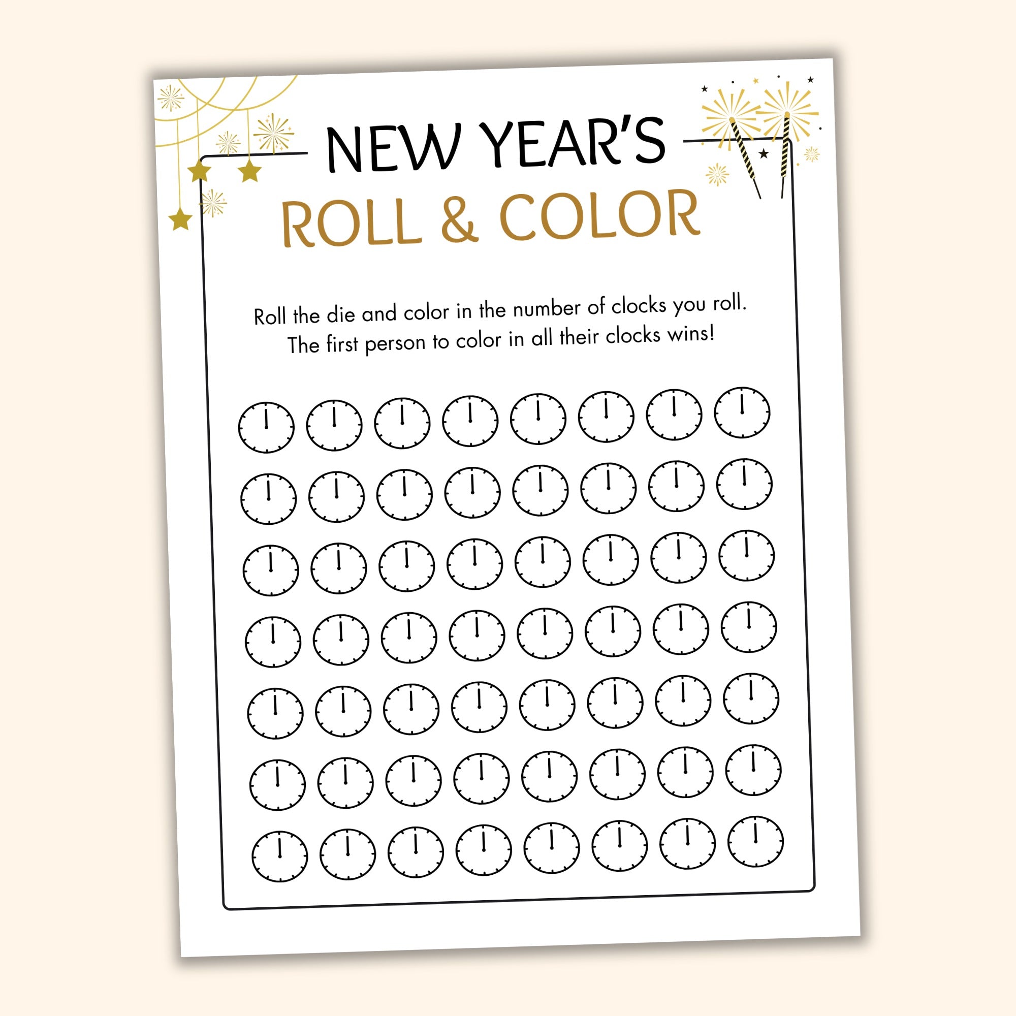 New Year's Roll & Color (2 Spelling Variants) – Printables by The Craft ...