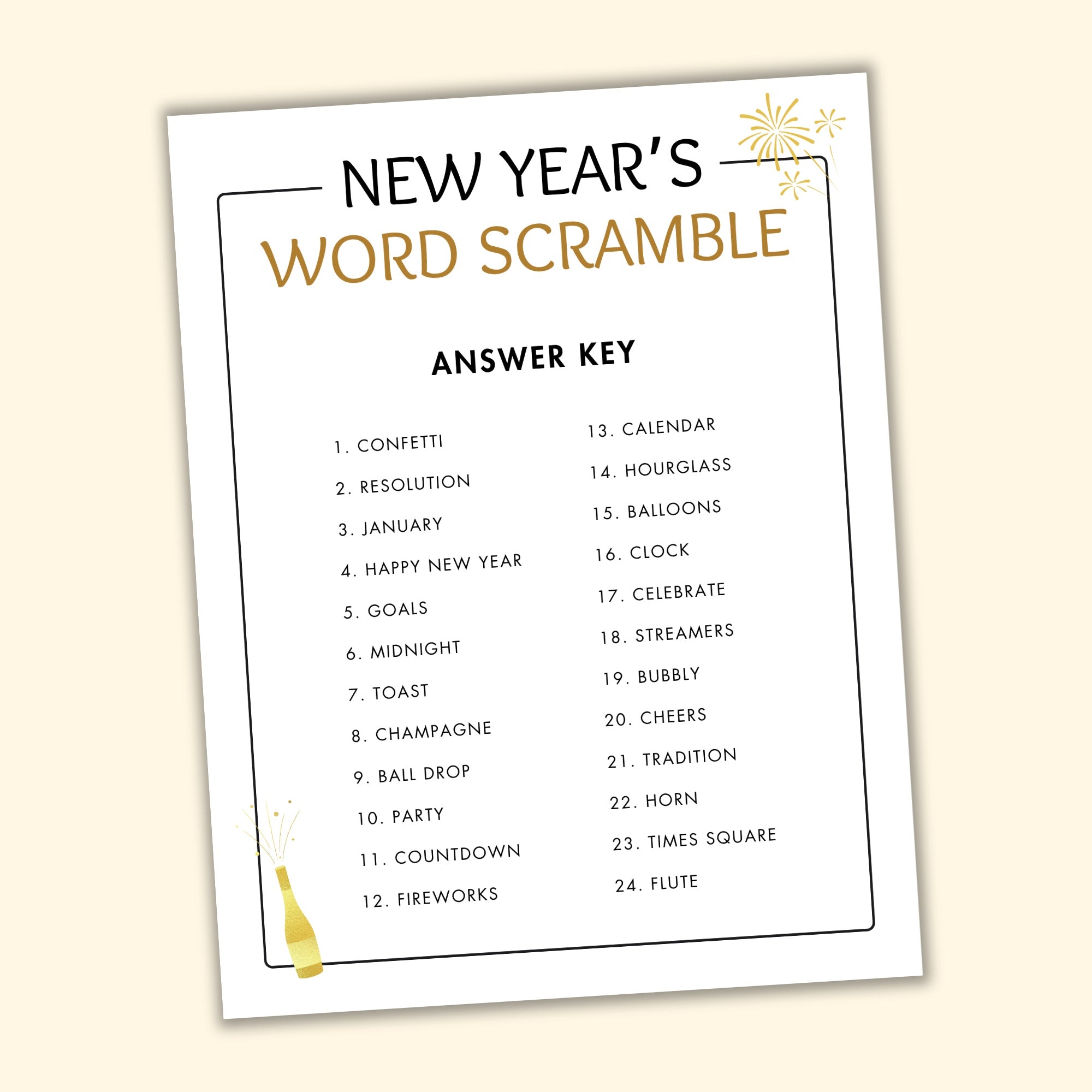 New Year's Word Scramble – Printables by The Craft-at-Home Family