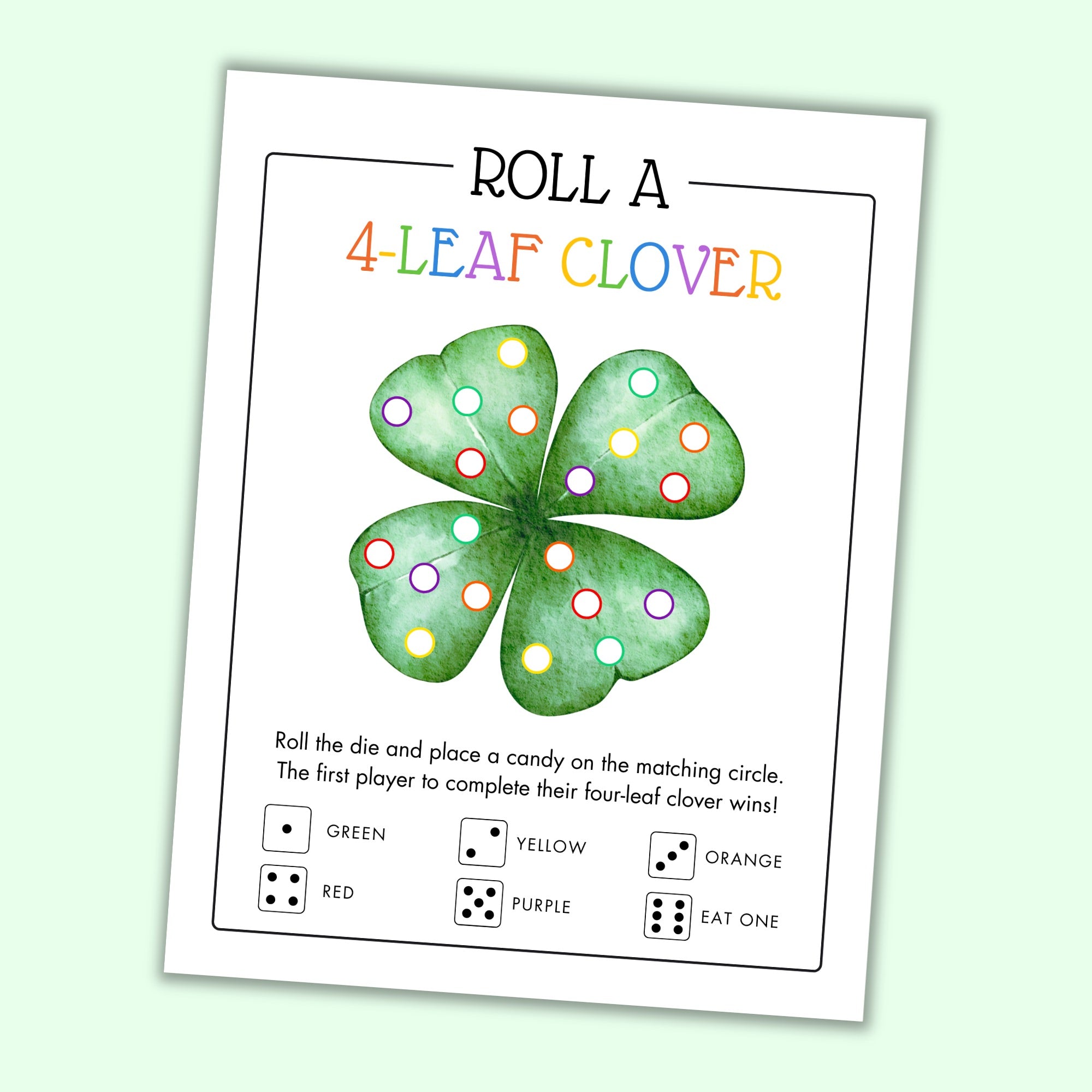 Roll a Clover Game – Printables by The Craft-at-Home Family