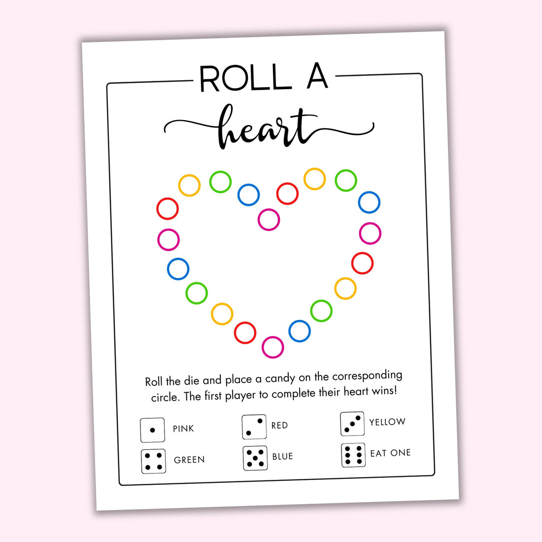 Roll a Heart Game – Printables by The Craft-at-Home Family