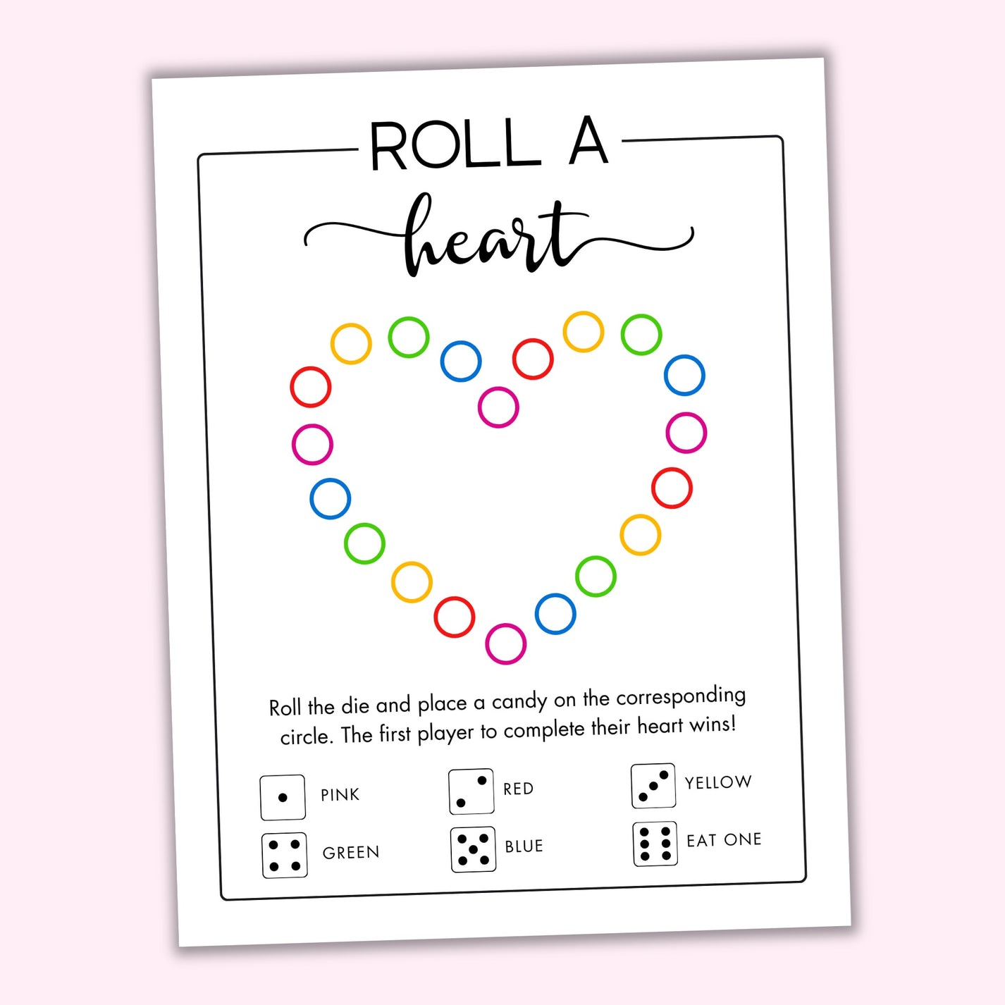 Roll a Heart Game – Printables by The Craft-at-Home Family