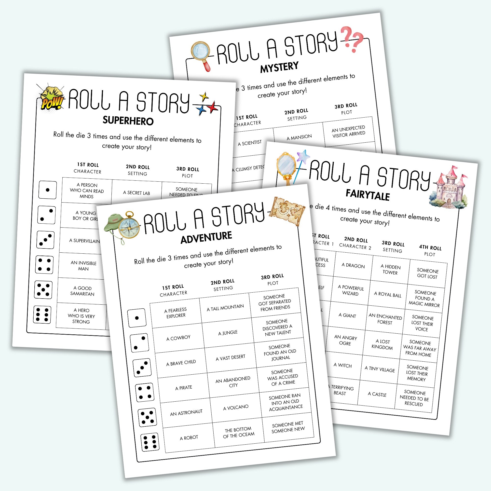 Roll a Story Bundle - Adventure, Mystery, Fairytale & Superhero ...