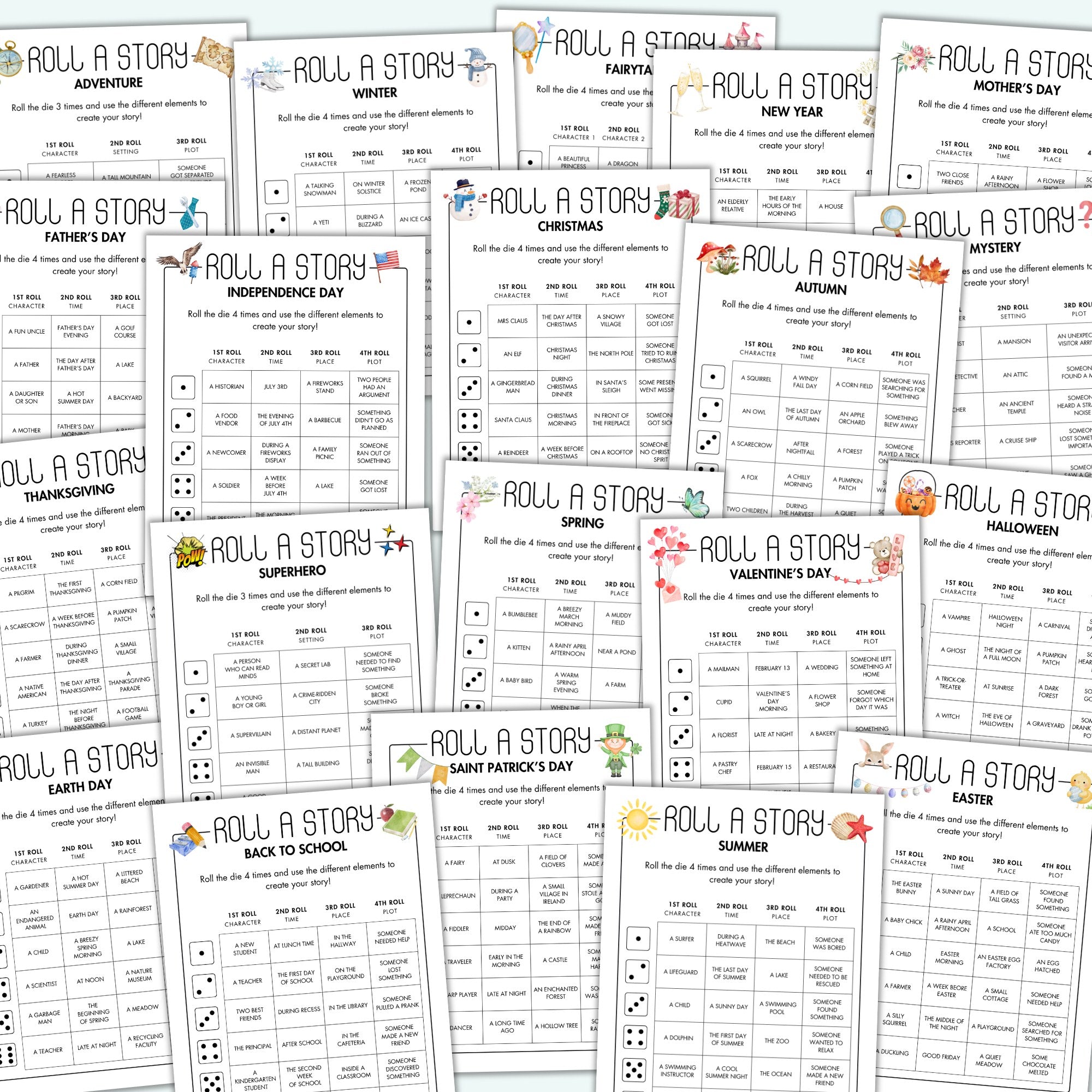 Roll a Story MEGA BUNDLE (20 Themes) – Printables by The Craft-at-Home ...
