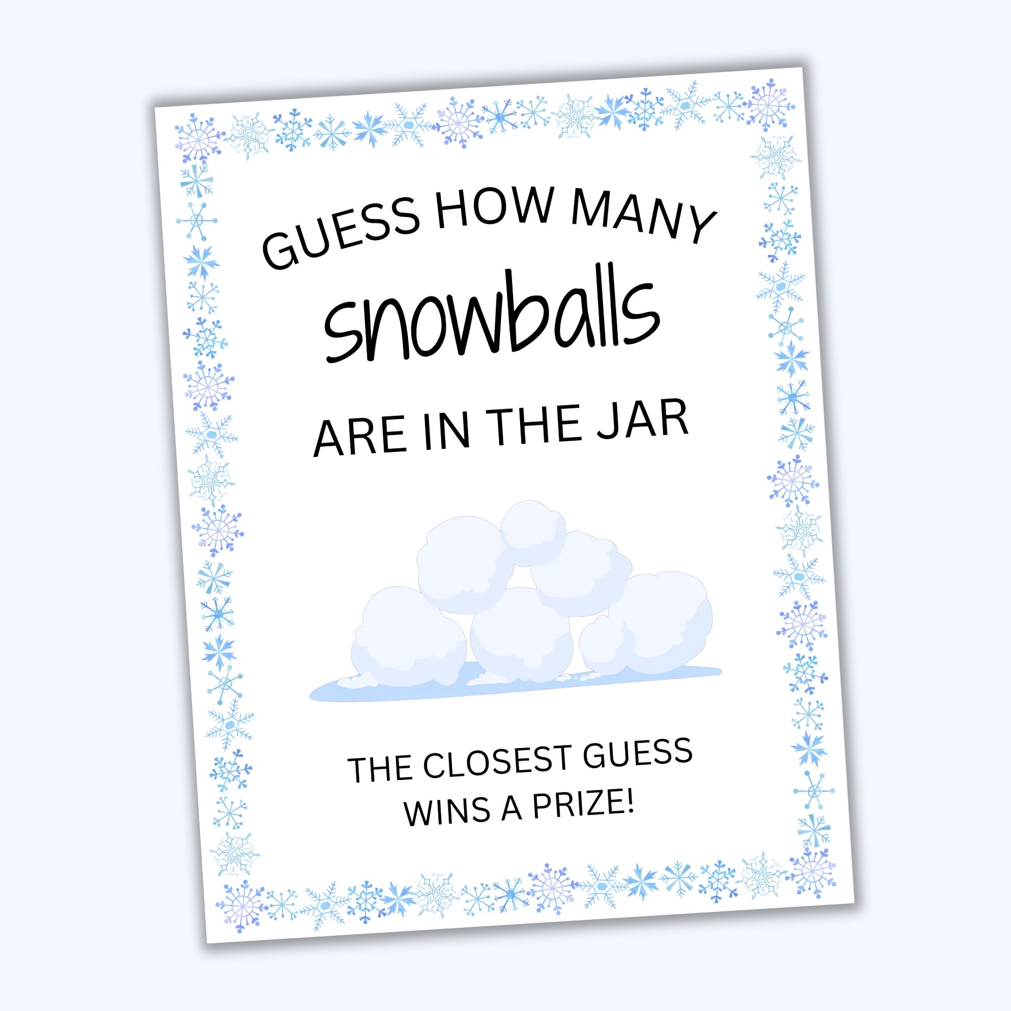 Snowball Guessing Game – Printables by The Craft-at-Home Family