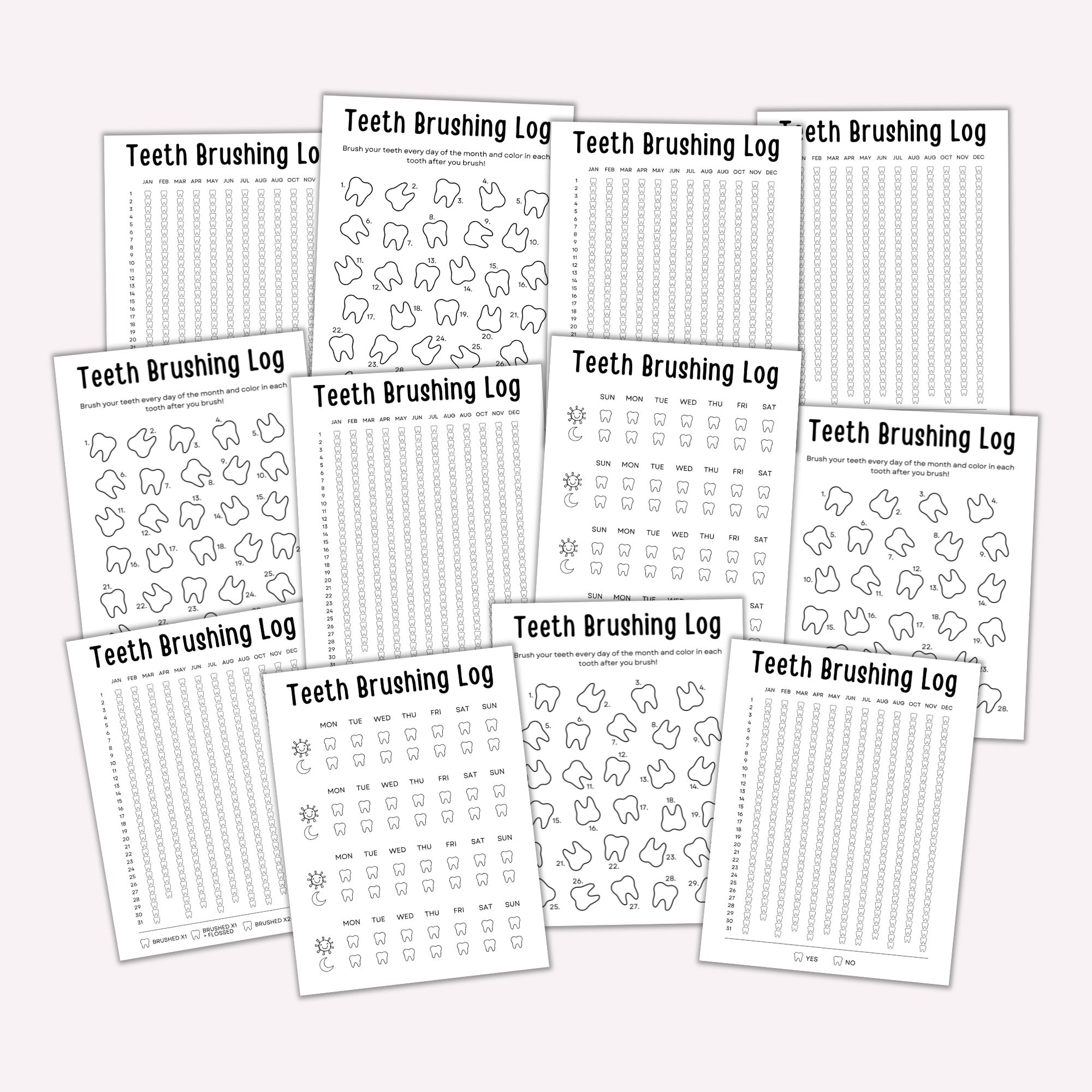 Teeth Brushing Log Bundle – Printables by The Craft-at-Home Family