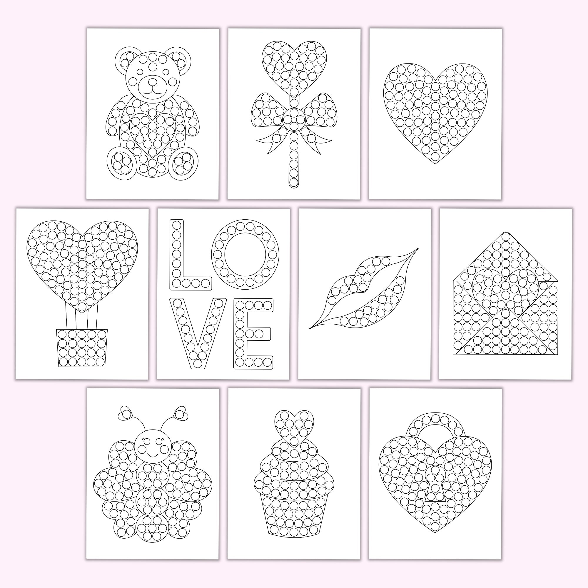 Valentine's Day Dot Marker Pages – Printables by The Craft-at-Home Family