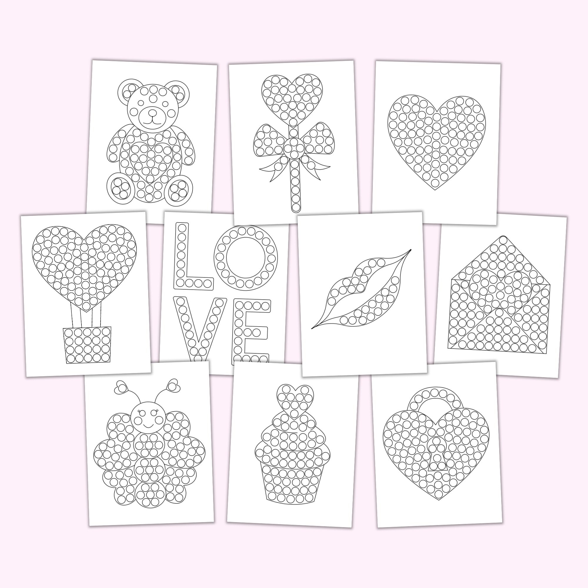 Valentine's Day Dot Marker Pages – Printables by The Craft-at-Home Family