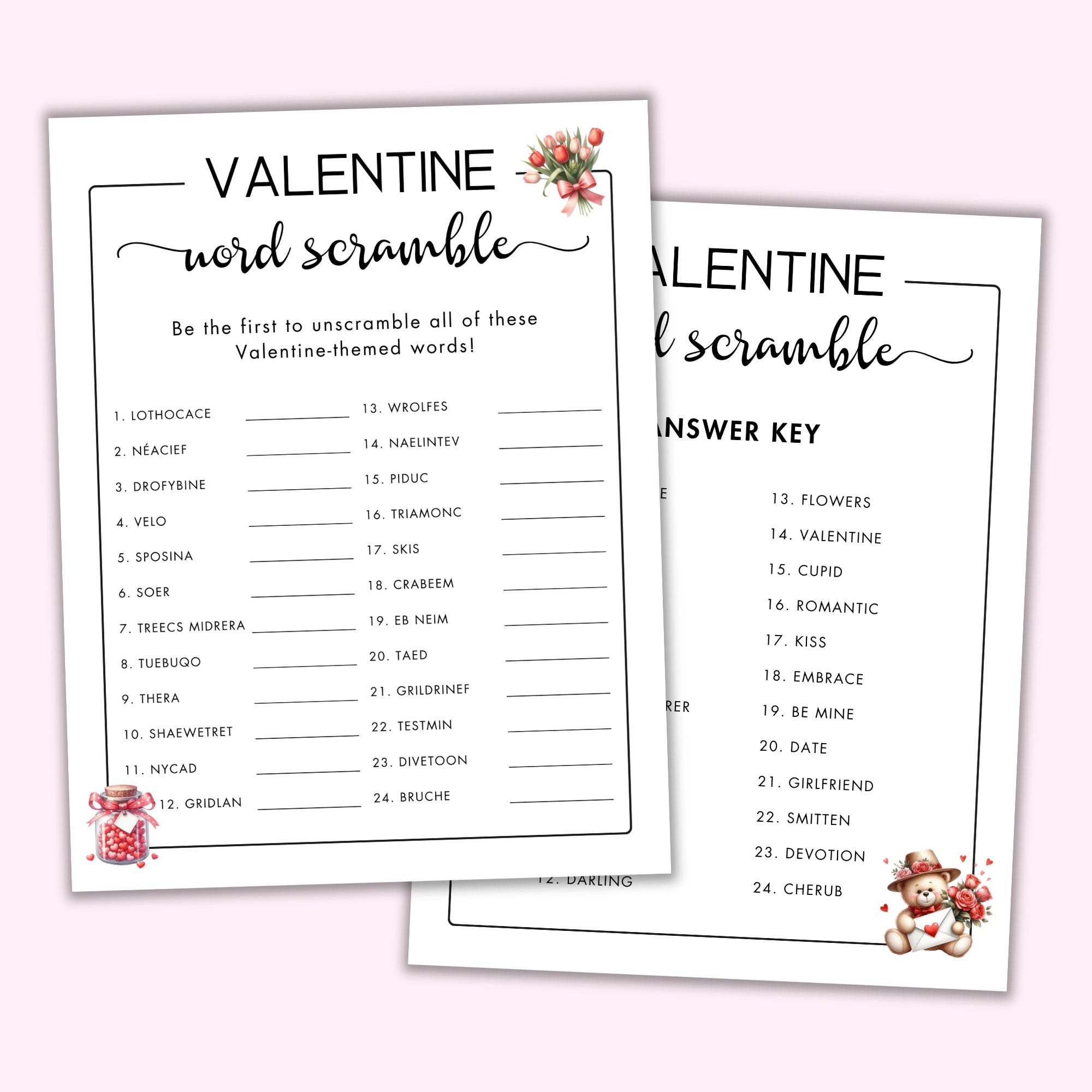 Valentine's Day Word Scramble – Printables by The Craft-at-Home Family