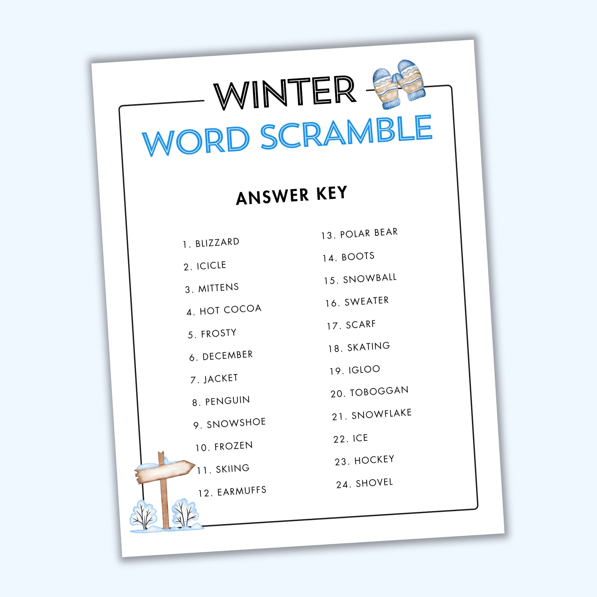 Winter Word Scramble – Printables by The Craft-at-Home Family