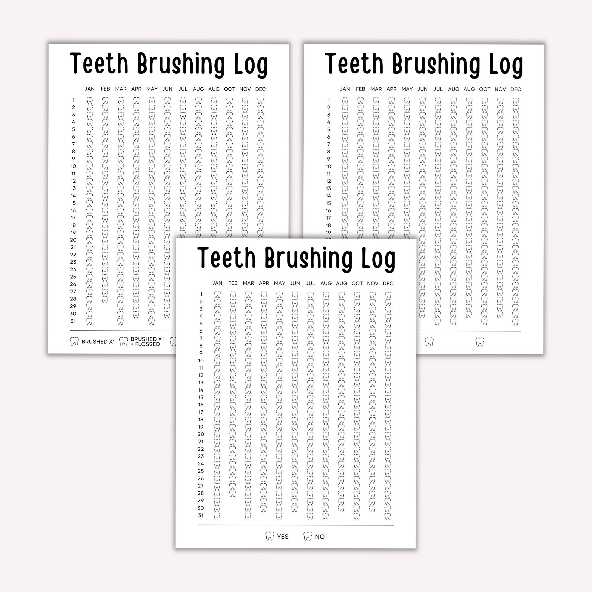 Yearly Teeth Brushing Log – Printables by The Craft-at-Home Family
