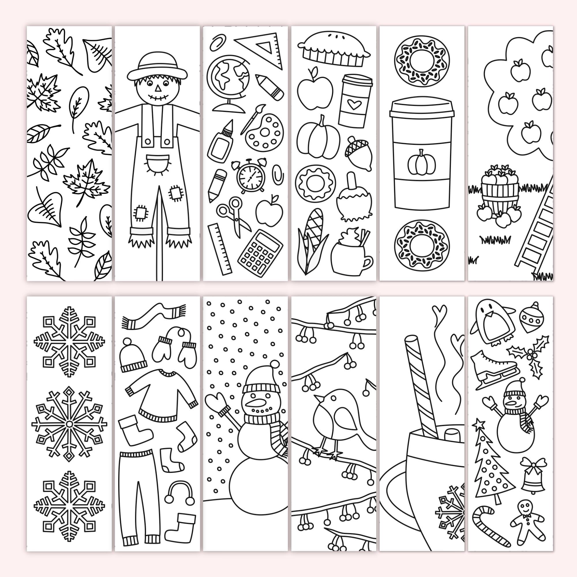 4-Season Coloring Bookmark Bundle (Set of 24) – Printables by The Craft ...