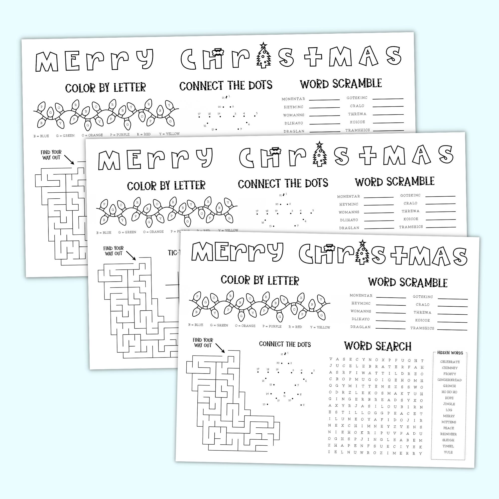 Christmas Activity Placemat – Printables by The Craft-at-Home Family