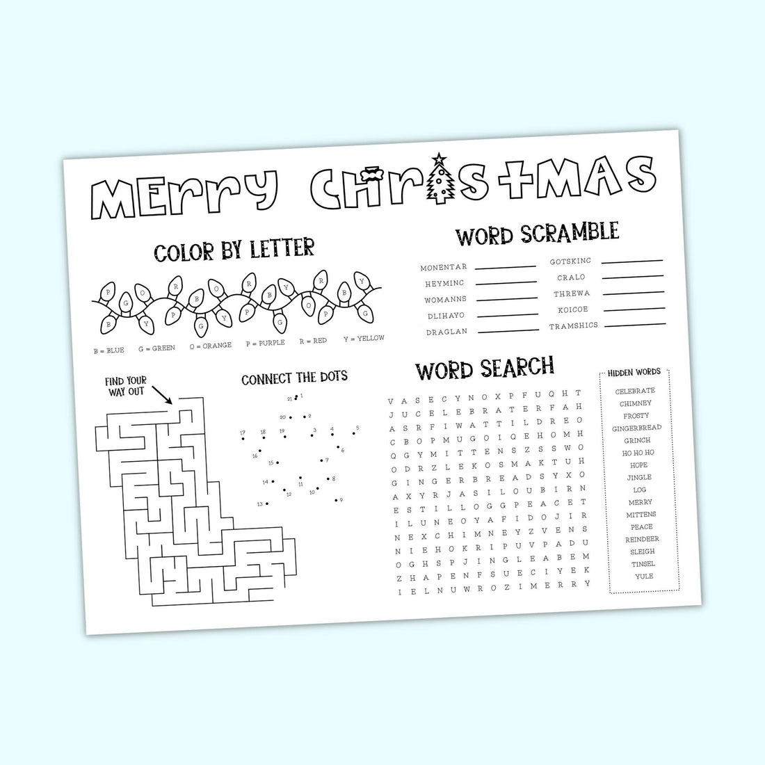 Christmas Activity Placemat – Printables by The Craft-at-Home Family