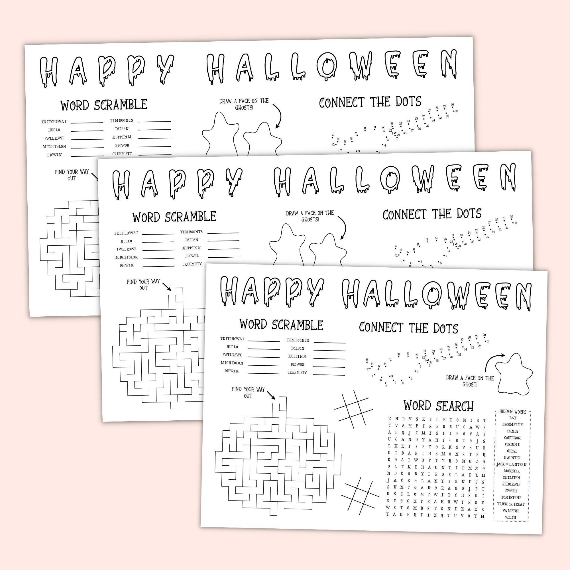 Halloween Activity Placemat – Printables by The Craft-at-Home Family