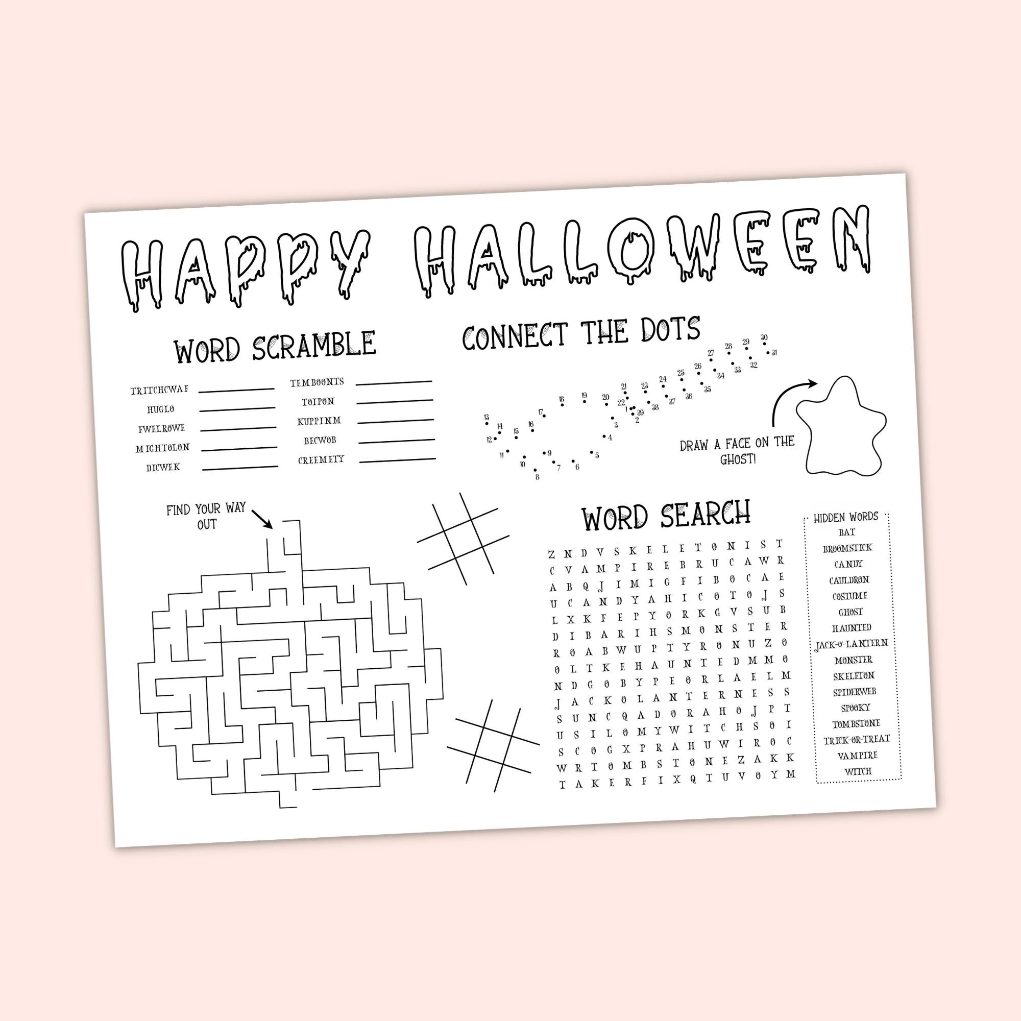 Halloween Activity Placemat – Printables by The Craft-at-Home Family