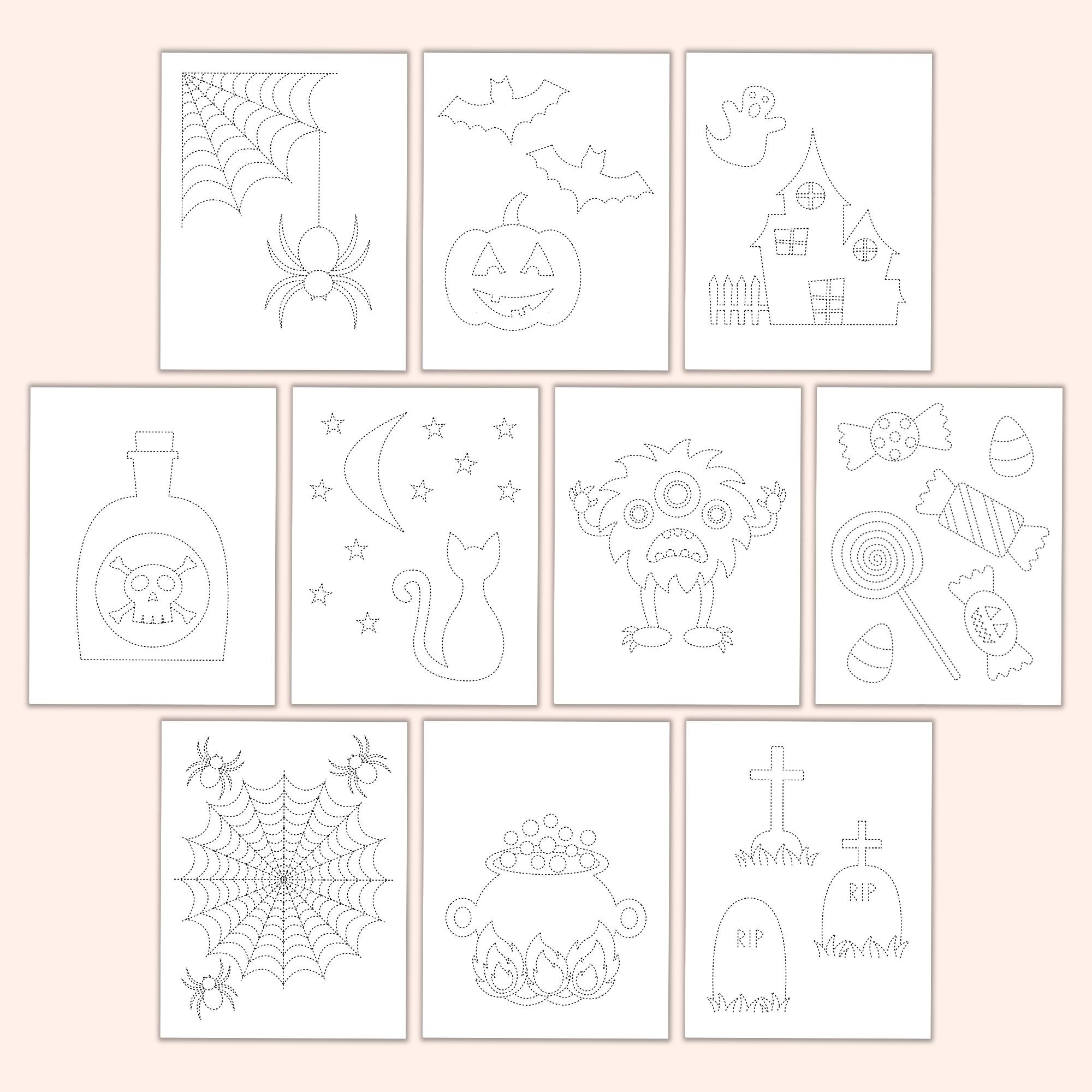 Halloween Trace & Color Sheets – Printables by The Craft-at-Home Family