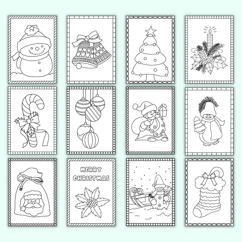 Christmas Coloring Cards (Set of 12) – Printables by The Craft-at-Home ...
