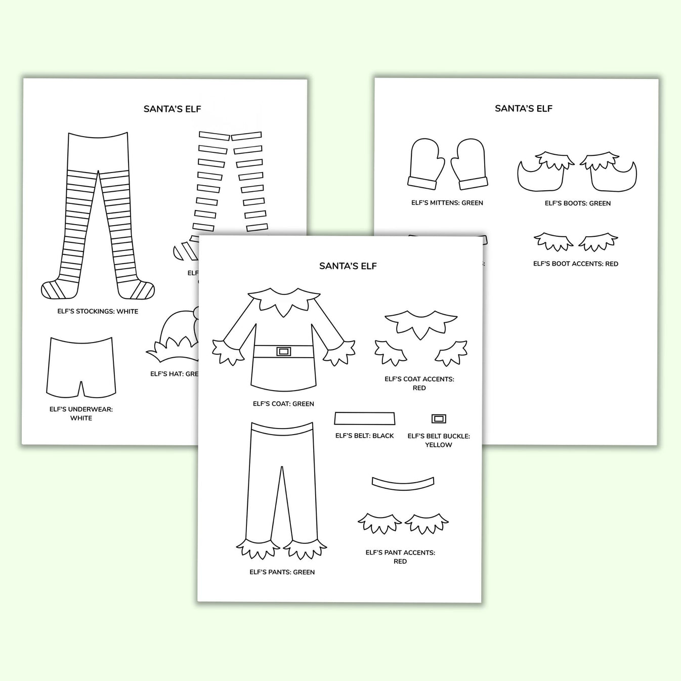 Santa's Elf Clothesline Template – Printables by The Craft-at-Home Family