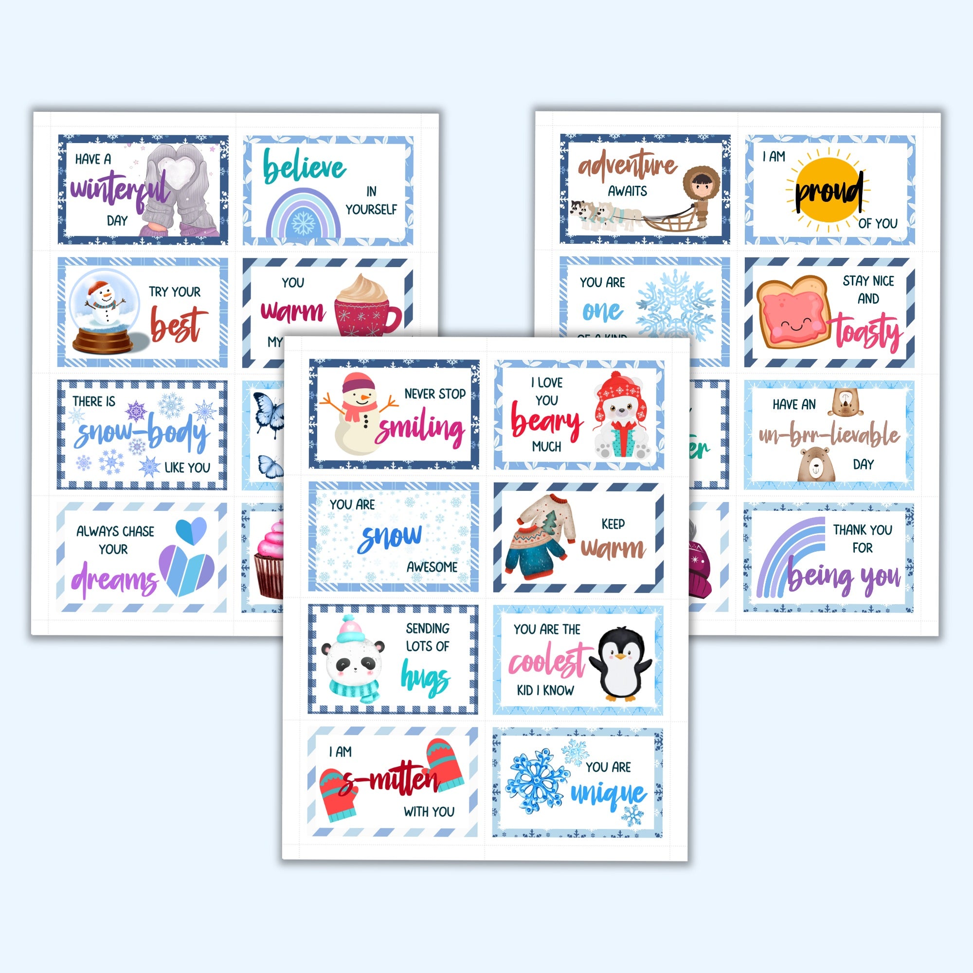 Winter Lunchbox Notes (Set of 24) – Printables by The Craft-at-Home Family